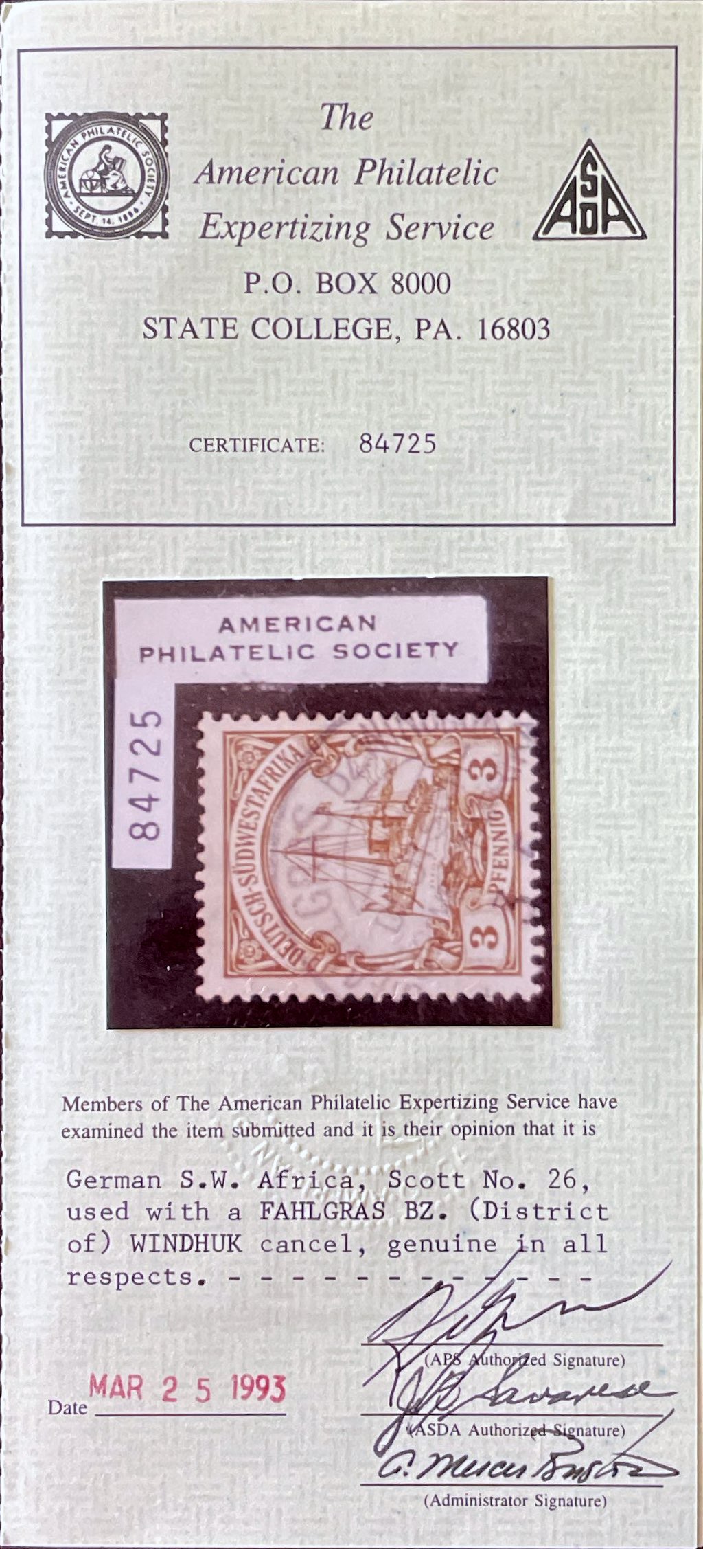 German Southwest Africa 26 Used Fahlgras CXL: Allstamp.net